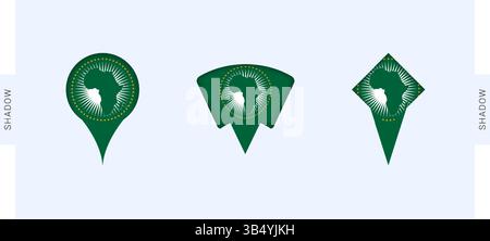 Map pointer with flag of African Union. Vector flag sign on blue ...