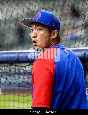 Chicago Cubs right fielder Seiya Suzuki (27) in the first inning of a ...