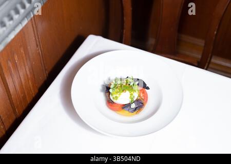 Elegant Burrata & Heirloom Tomato Dish – Gourmet Appetizer in Fine ...