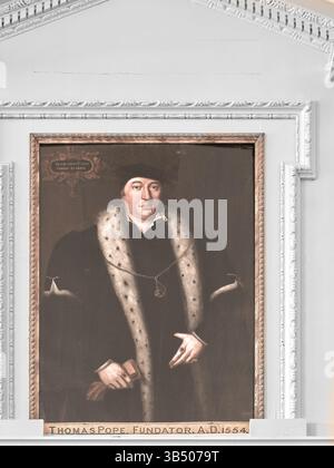 Portrait, of the founder Thomas Pope, in the Dining Hall at Trinity ...