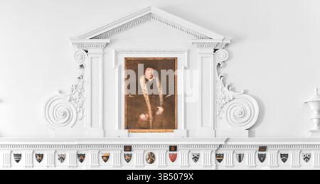Portrait, of the founder Thomas Pope, in the Dining Hall at Trinity ...