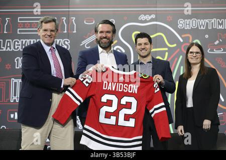 Chicago Blackhawks CEO Danny Wirtz smiles during a news conference ...