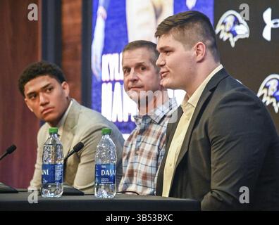 Baltimore Ravens center Tyler Linderbaum speaks to media after practice ...