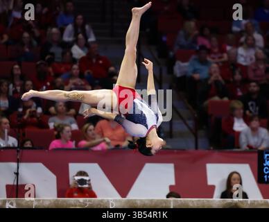 Arizona gymnast Malia Hargrove during an NCAA gymnastics meet on ...