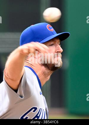 Chicago Cubs pitcher Colin Rea throws in the first inning of a baseball ...