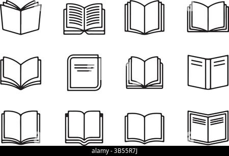 Minimalist Open Book Icons - Stylish and Versatile Graphic Design ...