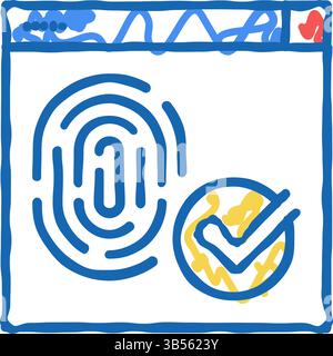 access approved fingerprint color icon vector illustration Stock Vector ...