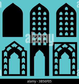 Islamic gate silhouette vector design in white background Stock Vector ...