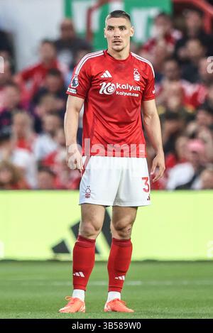 Nikola Milenkovic of Nottingham Forest during the Premier League match ...