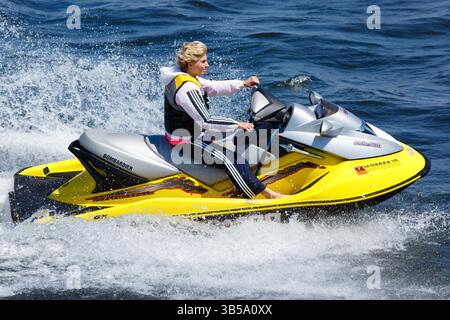 Recreational personal watercraft user on Lake Superior near Duluth ...