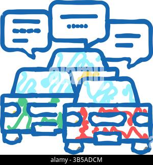drivers communication in traffic jam line icon vector illustration ...