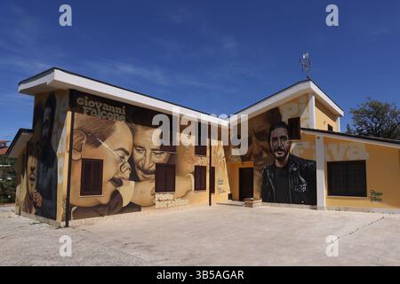 in the photo the murals of Giovanni Falcone Paolo Borsellino and Pippo ...