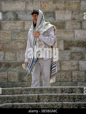 April 8, 1988, Jerusalem, Israel: Jewish men at prayer at the ancient ...