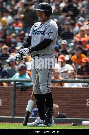 Miami Marlins Avisaíl García (24) bats during an MLB Spring Training ...