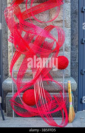 decorative design with red lines and balls of the building from the ...