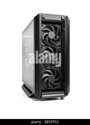 Open Custom-Built PC Case on Workbench Stock Photo - Alamy