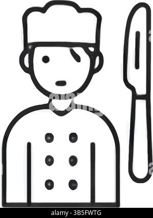 Restaurant chef cook toque and knife icon for cuisine or bar menu ...
