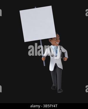 Fun 3D cartoon doctor walking with an umbrella Stock Photo - Alamy