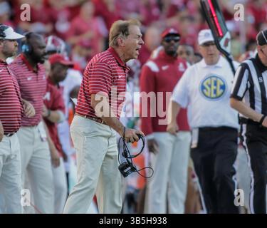 Alabama coach Nick Saban yells at the offense during the first half of ...