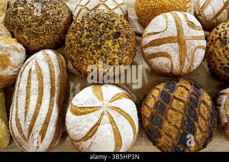 Different kinds of breads seen from above Stock Photo - Alamy