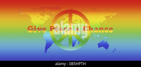 World Map in Peace Colors Isolated on White Background 3D illustration ...