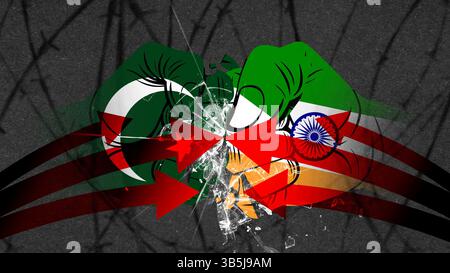 India and Pakistan Flags. Political and documentary concept Stock Photo ...