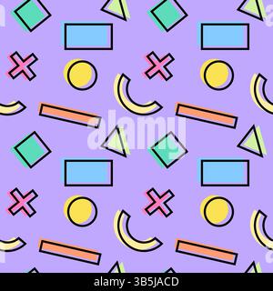 Seamless Geometric Purple Triangles on Black Background Vector Pattern ...