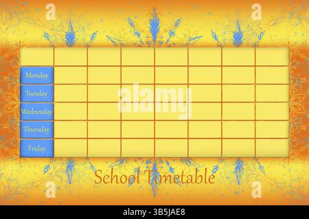 School Timetable Schedule With Colorfull Background 3D illustration ...