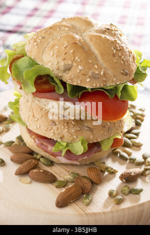 Fresh made sandwiches and other food items on display in the new ...