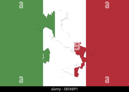 Map of Italy With Italian Flag. Official colors and proportion ...