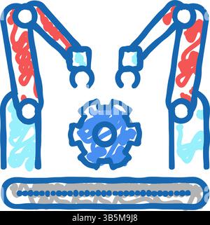 factory conveyor production icon doodle illustration Stock Vector Image ...