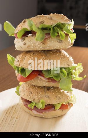 Fresh made sandwiches and other food items on display in the new ...