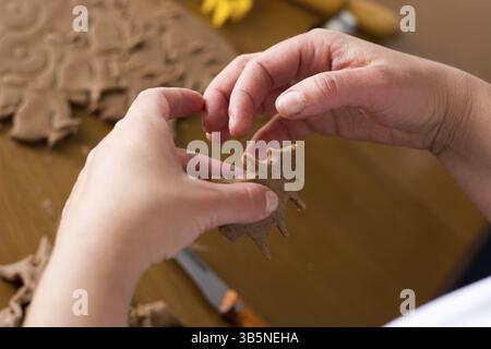 Preparing easter gingerbread cookies. Steps of making pastry. Festive ...