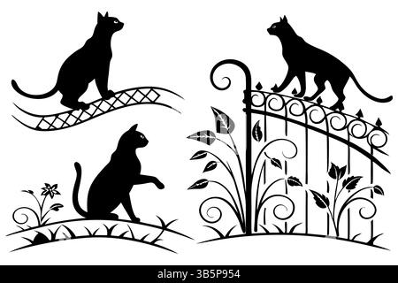 vector isolated silhouette cat set Stock Vector Image & Art - Alamy