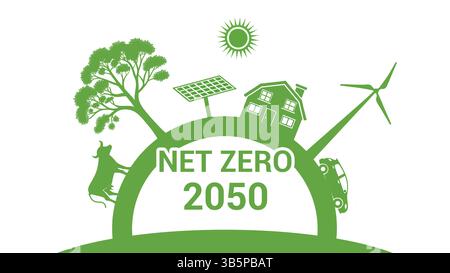 Net zero by 2050 concept. Greenhouse gas emissions target. EU ...