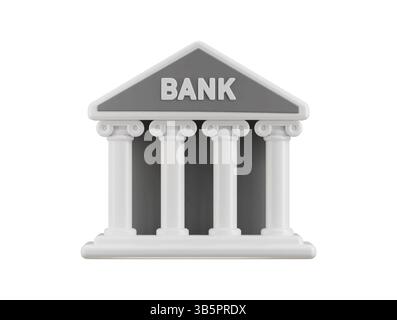 3D Bank Building and Cash Money. Render Financial House Icon ...