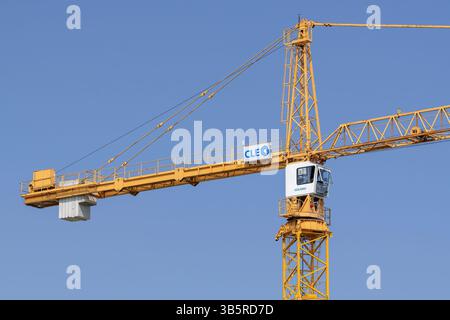 Luxembourg City, Luxembourg - Yellow tower crane Liebherr 280 EC-H 12 ...