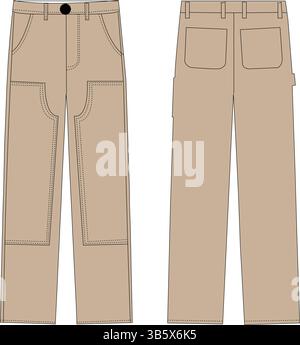 Cargo Pants Technical Fashion Illustration | Flat Apparel Template CAD ...