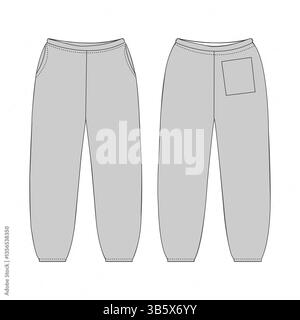 Template sweatpants vector illustration flat sketch design outline ...