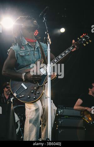Eric Burton of Black Pumas performs at Innings Festival at Tempe Beach ...