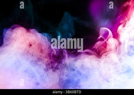 Bright color smoke in air on black background. Banner design Stock ...