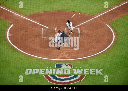 Atlanta Braves' Ozzie Albies hits a three-run homer against the Toronto ...