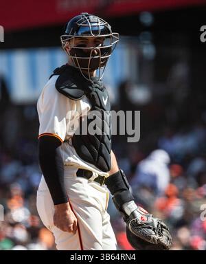 San Francisco Giants catcher Curt Casali hits during a spring training ...