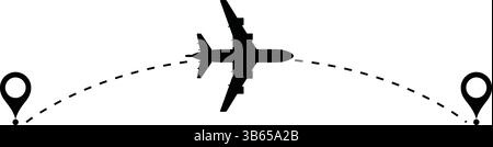 Aerial Route Map with Airplanes and Location Pins - flight Route Vector ...