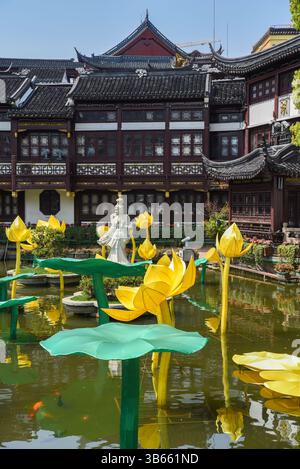 Shanghai, China - 1 April 2025: Yuyuan Old Street illuminated at night ...