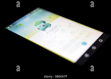 Sofia, Bulgaria - July 22, 2016: A mobile phone showing on screen ...