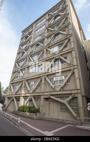 Building with visible steel reinforcement for earthquake resistance ...