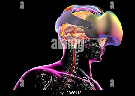 Conceptual illustration of virtual reality (VR), symbolising the ...