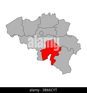 Symbol Map of the Province Namur (Belgium) showing the territory with a ...