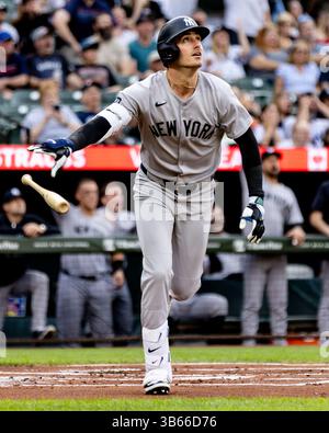 New York Yankees' Cody Bellinger (35) rounds the bases after hitting a ...